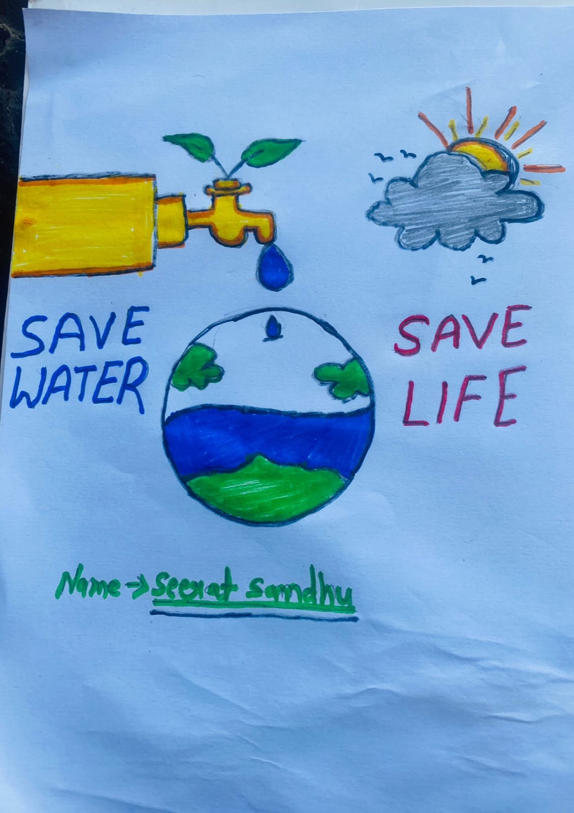 Save Water Save Life Drawing For Kids
